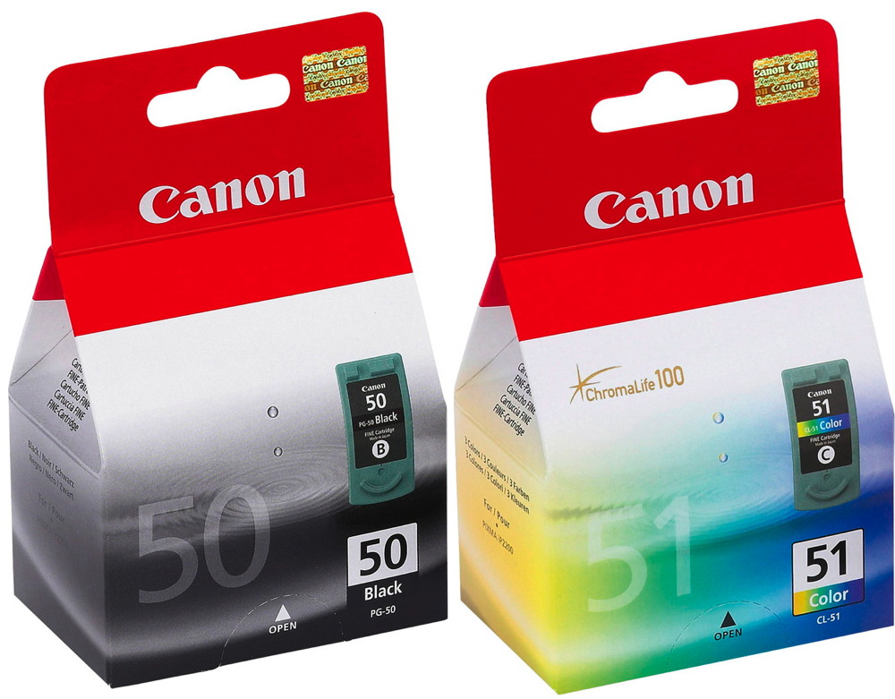 2 Canon Druckerpatronen original Tinte PG-50 BK / CL-51 tri-color Multipack