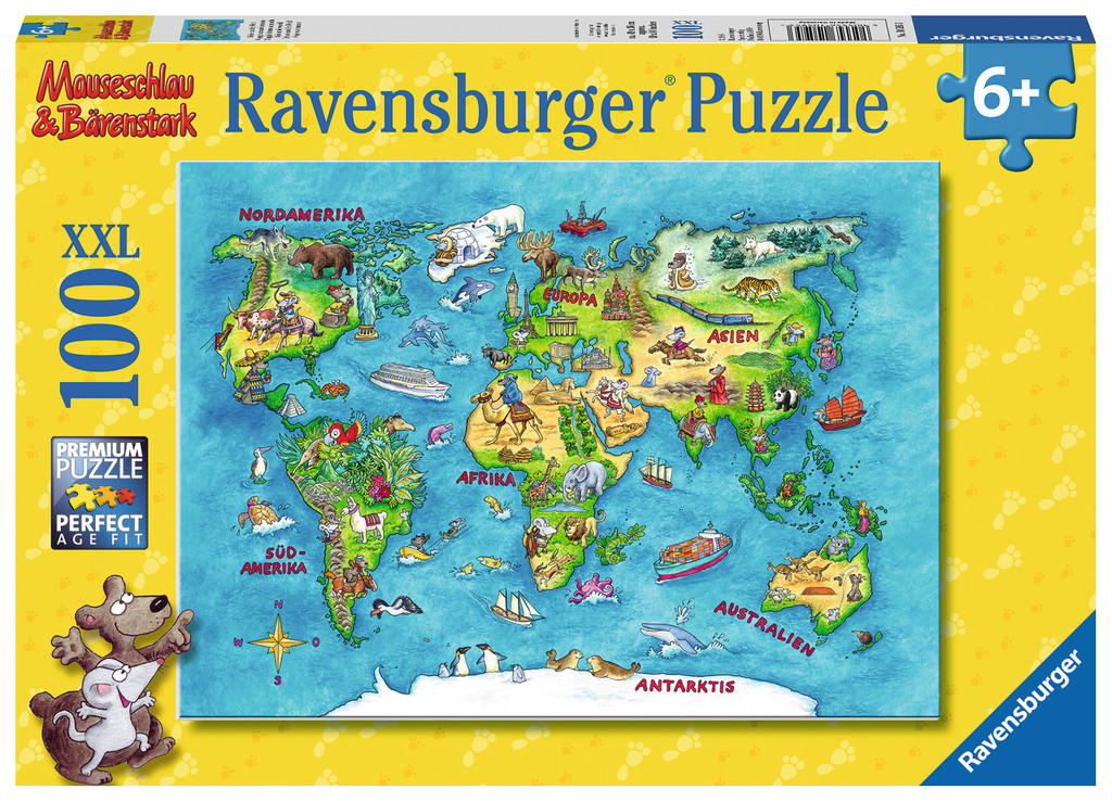 100 Teile Ravensburger Kinder Puzzle XXL Mauseschlau und Bärenstark ...
