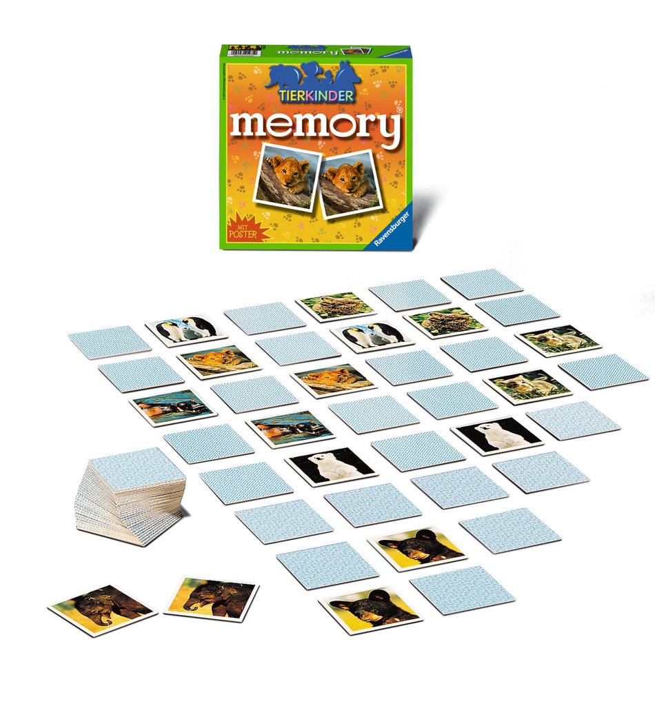 72 Karten Ravensburger Kinderspiel Legekartenspiel Tierkinder memory 21275