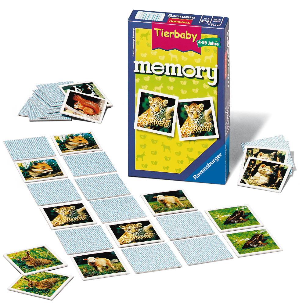 48 Karten Ravensburger Mitbringspiel Legekartenspiel Tierbaby memory 23013