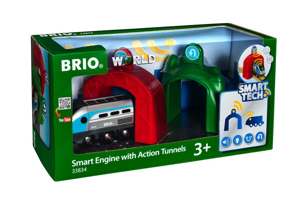 Brio World Eisenbahn Lok Smart Tech Zug mit Actiontunnel 3 Teile 33834