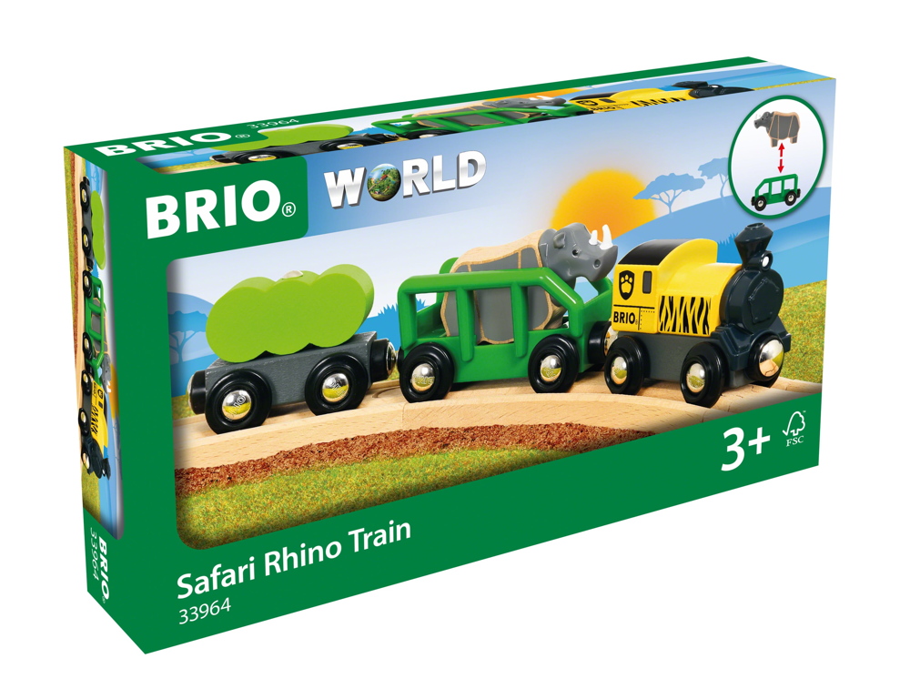 Brio World Eisenbahn Zug Safari Nashorn Zug 5 Teile 33964