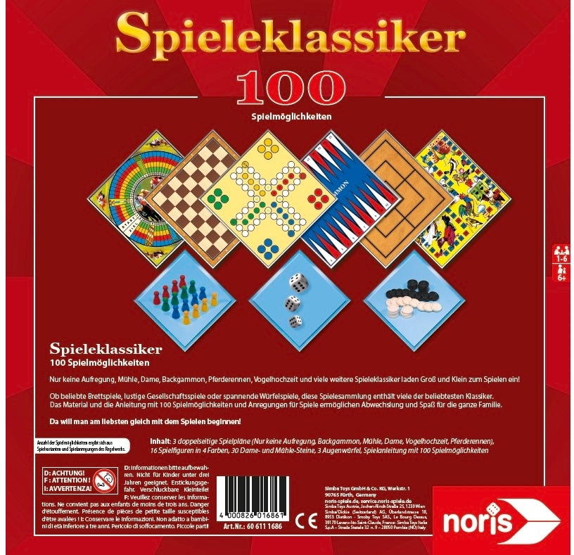 Noris Familienspiel Spielesammlung Spieleklassiker - 100 ...