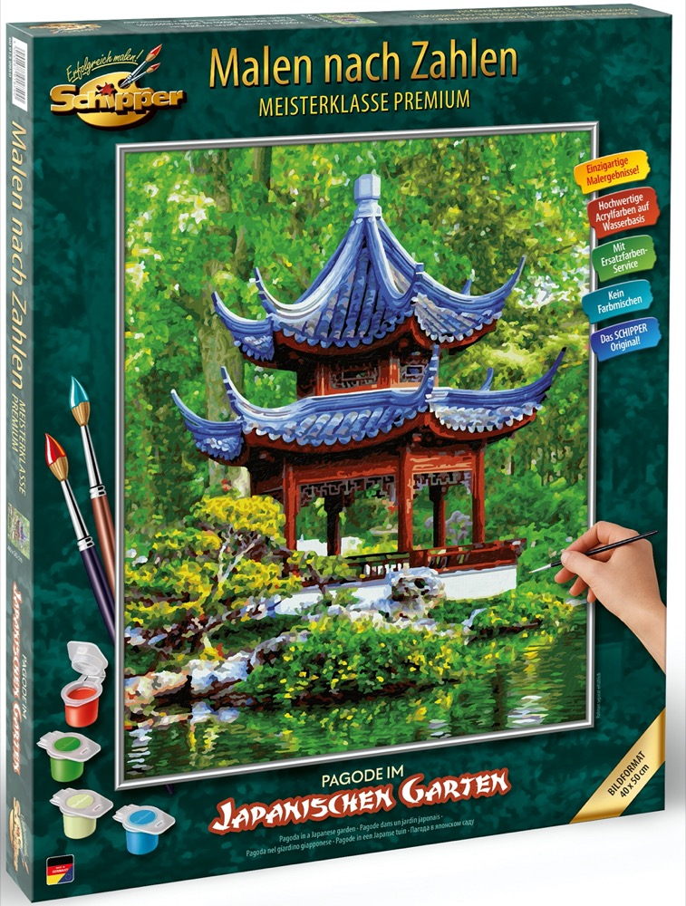 Schipper Malen nach Zahlen Master Class Premium 40x50cm Pagode im japanischen Garten 609130850