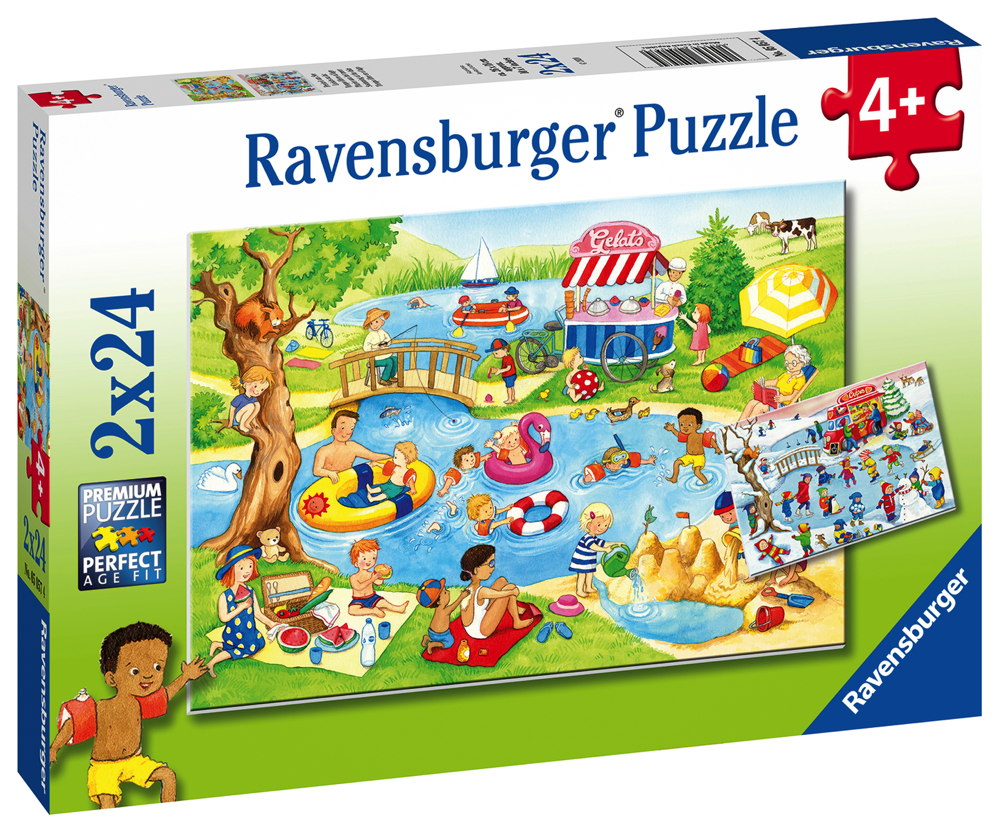 2 x 24 Teile Ravensburger Kinder Puzzle Freizeit am See 05057