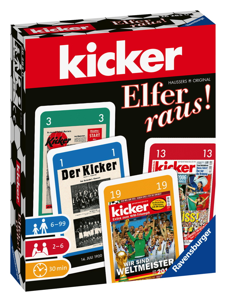 Ravensburger Kartenspiel Kartenlegespiel Kicker Elfer raus! 26283