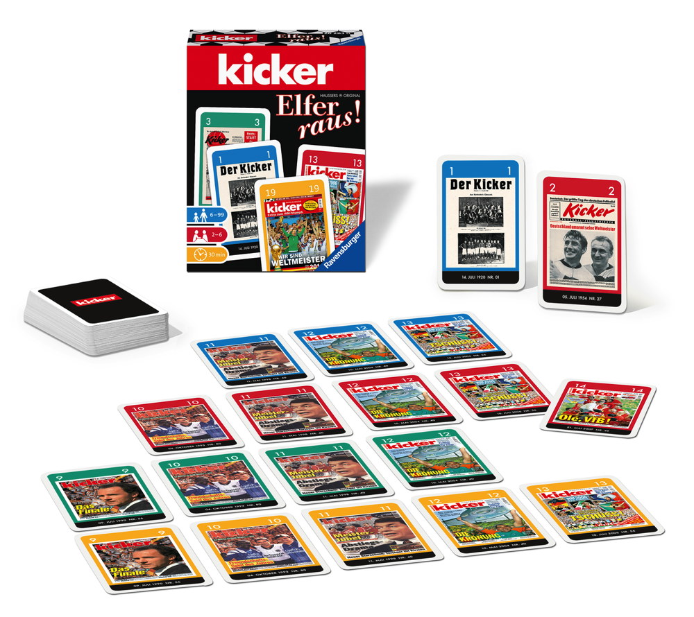 Ravensburger Kartenspiel Kartenlegespiel Kicker Elfer raus! 26283