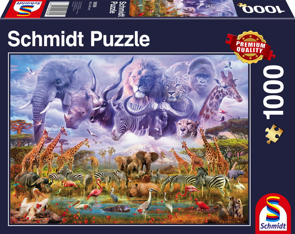 1000 Teile Schmidt Spiele Puzzle Tiere an der Wasserstelle 58356