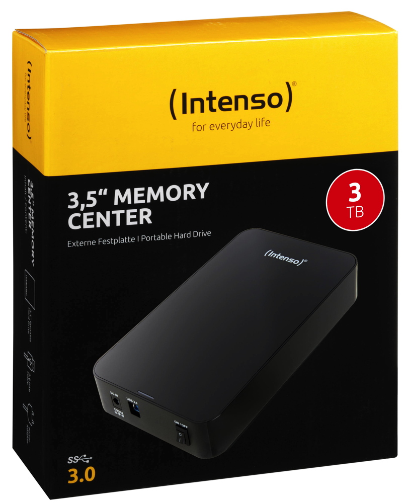 Intenso HDD externe Festplatte Memory Center 3,5 Zoll 3TB USB 3.0 schwarz