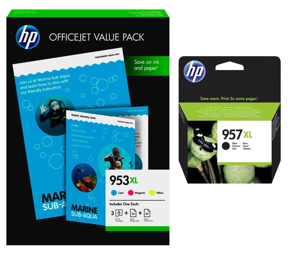 4 HP Druckerpatronen Tinte Nr. 957 XL BK / Nr. 953 XL C / M / Y Multipack