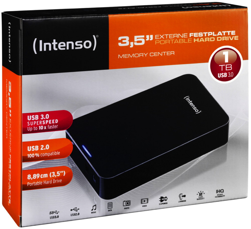 Intenso HDD externe Festplatte Memory Center 3,5 Zoll 1TB USB 3.0 schwarz