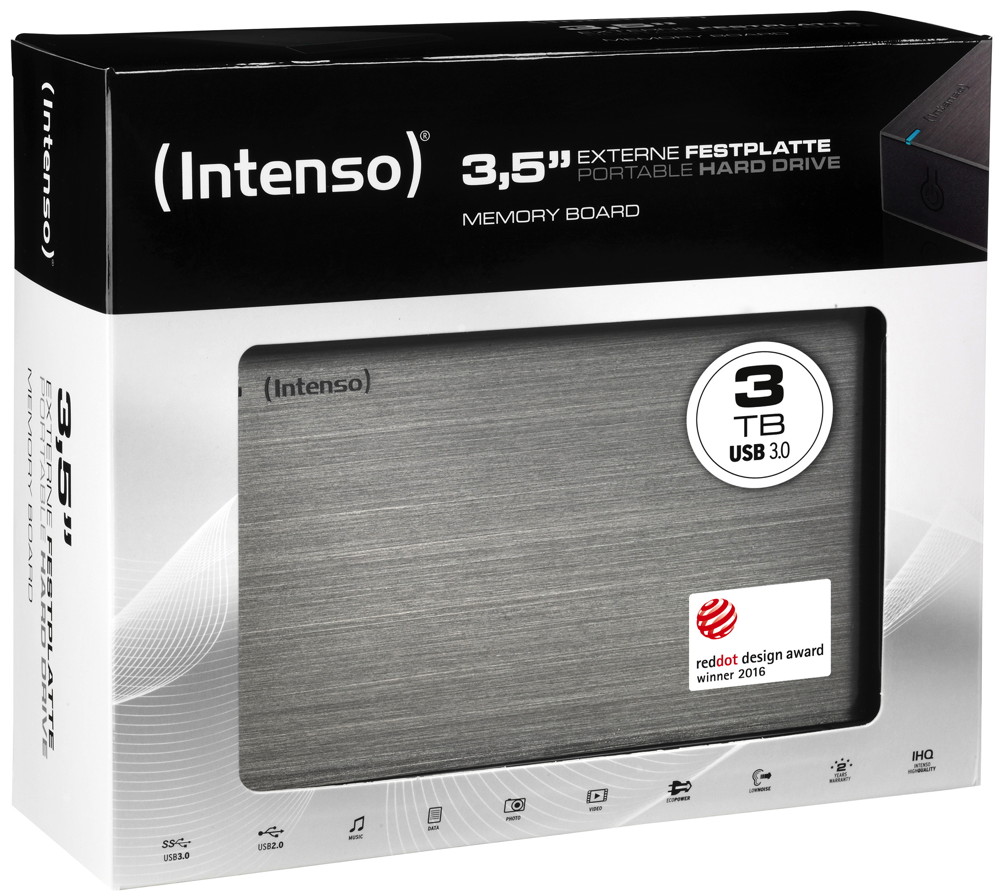 Intenso HDD externe Festplatte Memory Board 3,5 Zoll 3TB USB 3.0 schwarz