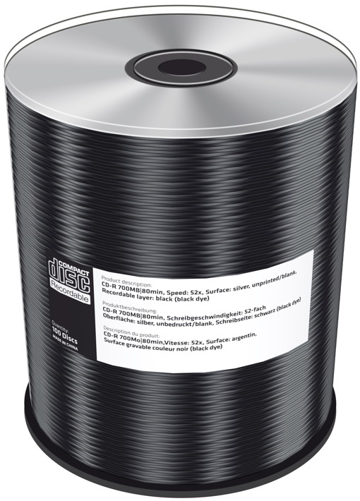 100 Mediarange Rohlinge CD-R black dye 80Min 700MB 48x Spindel