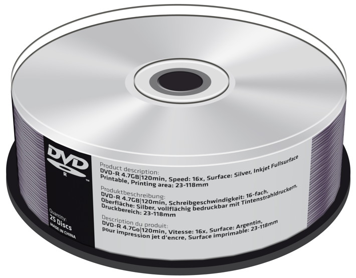 100 Mediarange Rohlinge DVD-R full printable silver 3D 4,7GB 16x Spindel