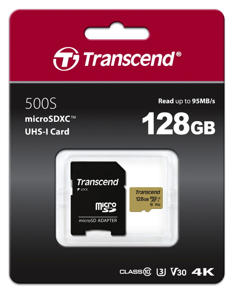 Transcend Micro SDXC Karte 128GB Speicherkarte 500S UHS-I U3 4K A1 V30 ...