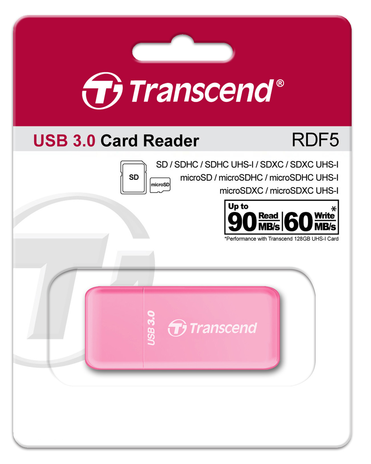 Transcend Card Reader RDF5 Micro Card SD / SDHC / SDXC UHS-I pink USB 3.0