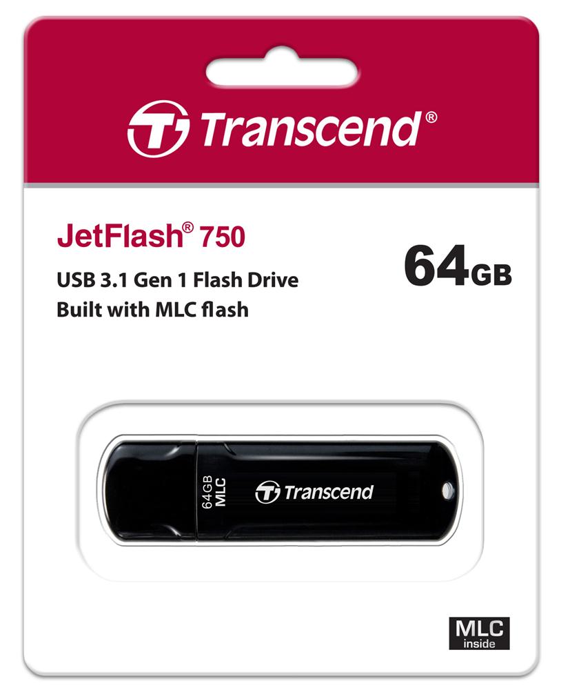 Transcend USB Stick 64GB Speicherstick JetFlash 750 MLC schwarz USB 3.0
