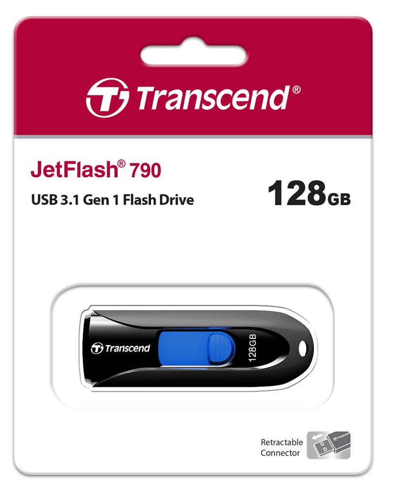 Transcend USB Stick 128GB Speicherstick JetFlash 790K schwarz USB 3.1