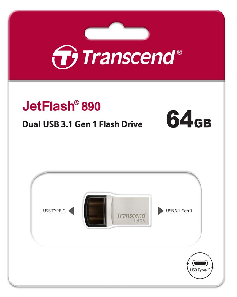 Transcend USB Stick 64GB Speicherstick JetFlash 890S Typ C USB 3.1 mit ...
