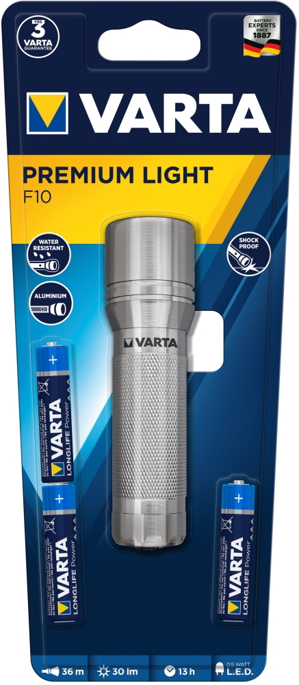 Varta Taschenlampe LED Premium Light F10 inkl. 3x AAA Batterien 17634
