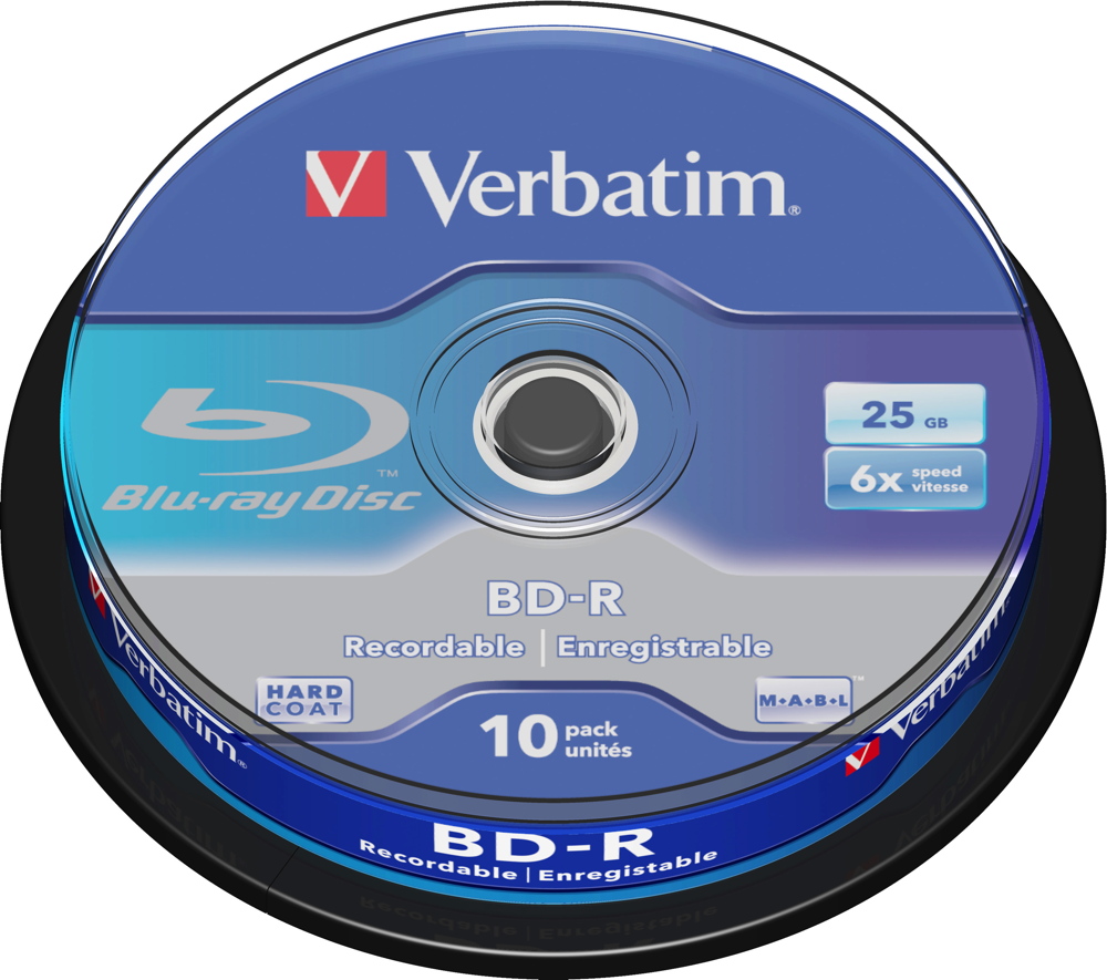 50 Verbatim Rohlinge Blu-ray BD-R 25GB 6x MABL Spindel