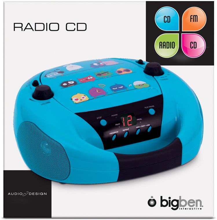Bigben tragbarer CD Player CD52 Birds Vögel mit FM Radio AUX-IN AU319200