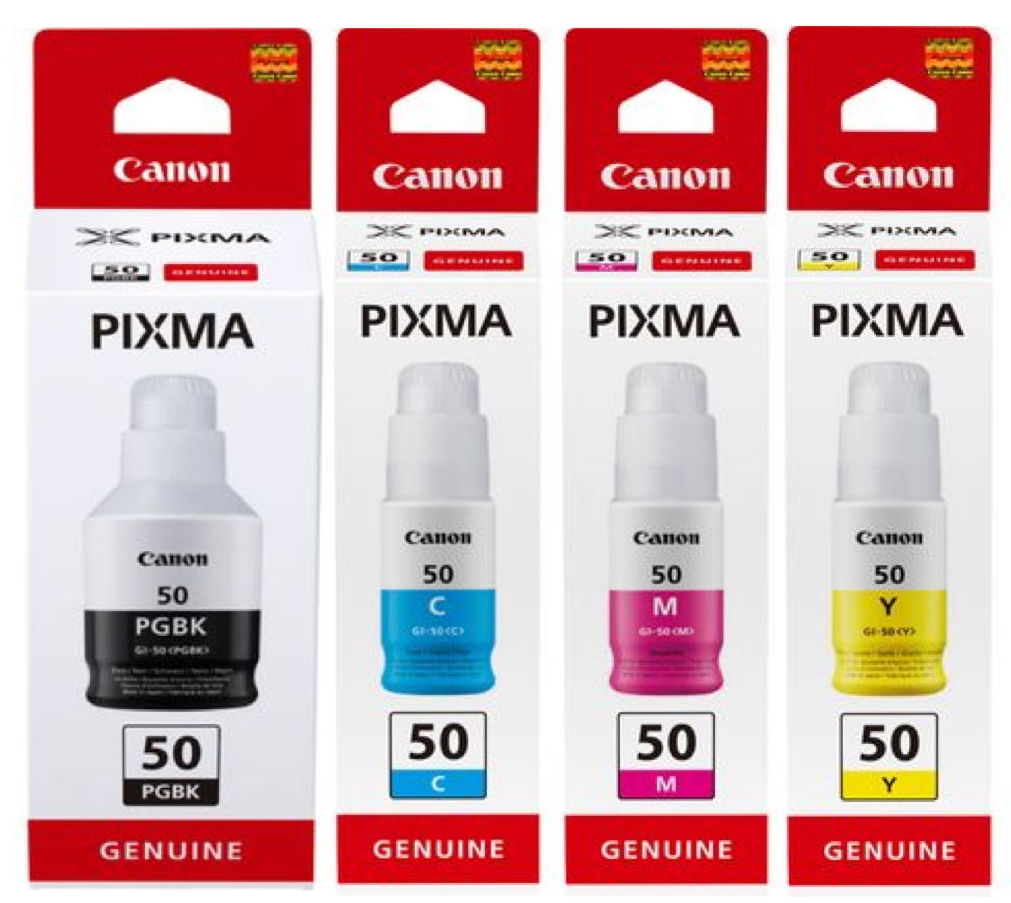 4 Canon Tintenbehälter Tinte GI-50 PGBK / C / M / Y Multipack