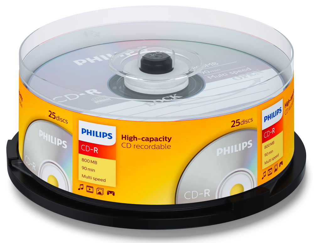 25 Philips Rohlinge CD-R 90Min 800MB Spindel