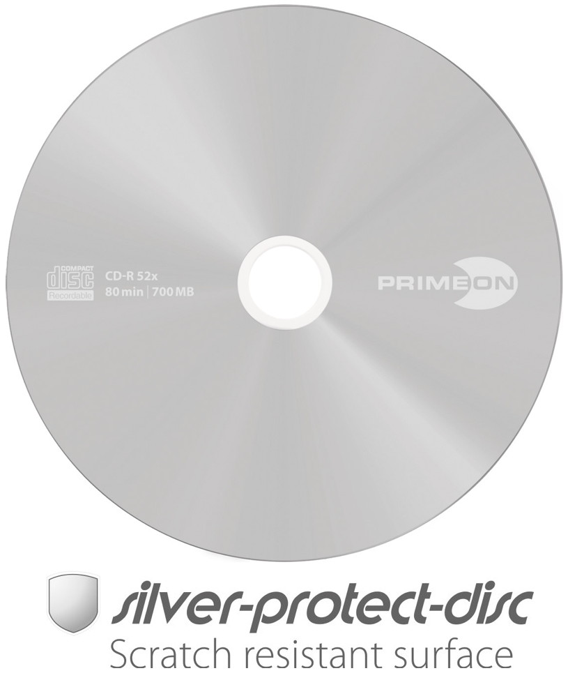 100 Primeon Rohlinge CD-R silver protect disc 80Min 700MB 52x Spindel