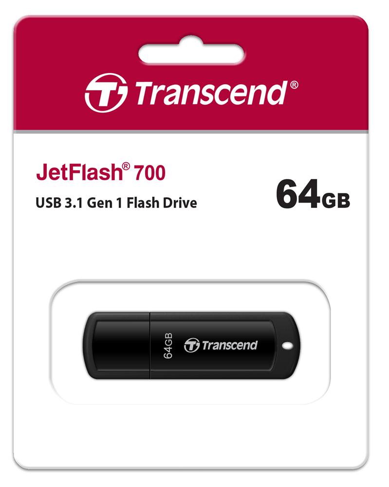 Transcend USB Stick 64GB Speicherstick JetFlash 700 schwarz USB 3.0