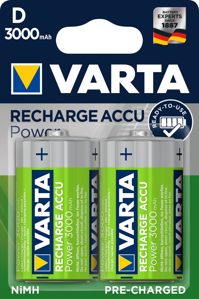 2 Varta 56720 Akku D 3000mAh Ready To Use Nickel-Metall-Hydrid im 2er ...