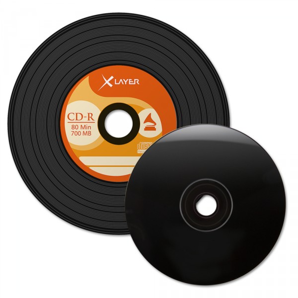 50 Xlayer Rohlinge CD-R vinyl black dye 80Min 700MB 48x Spindel